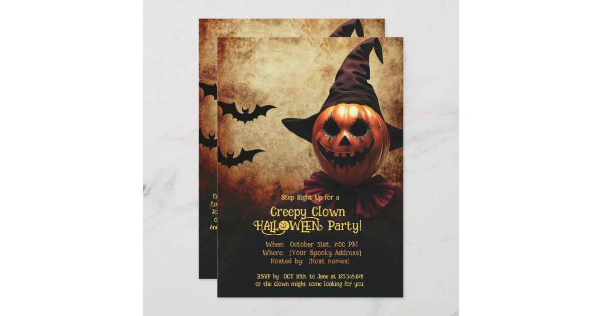 Creepy clown Halloween Bash Invitation | Zazzle