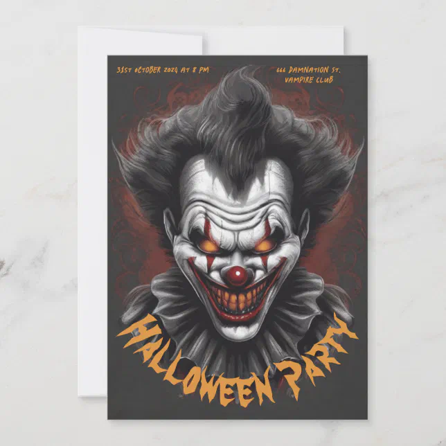 Creepy Clown Invitation | Zazzle