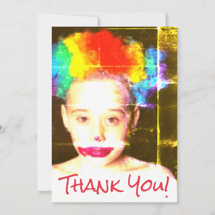 Creepy Clown Kid Thank you Card | Zazzle