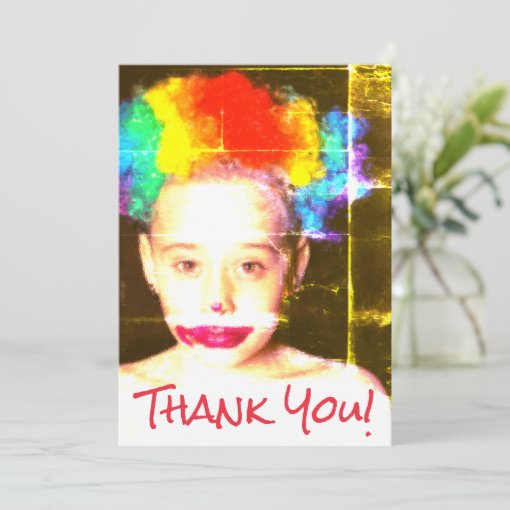 Creepy Clown Kid Thank you Card | Zazzle