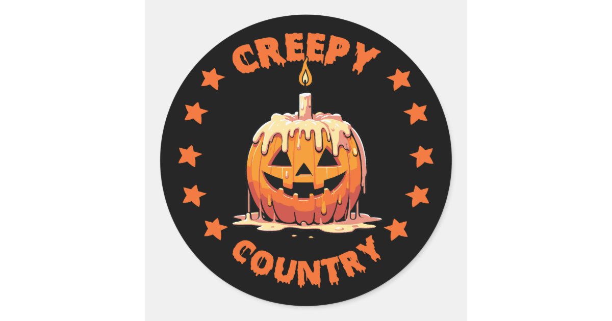 Creepy Country Candle Pumpkin Sticker | Zazzle