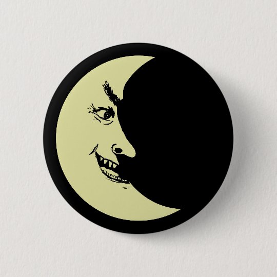 Creepy crescent moon badge button | Zazzle.com
