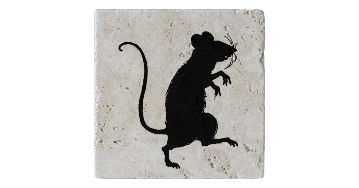 Creepy Critter Shadow Eerie Mouse Rat Silhouette Trivet | Zazzle