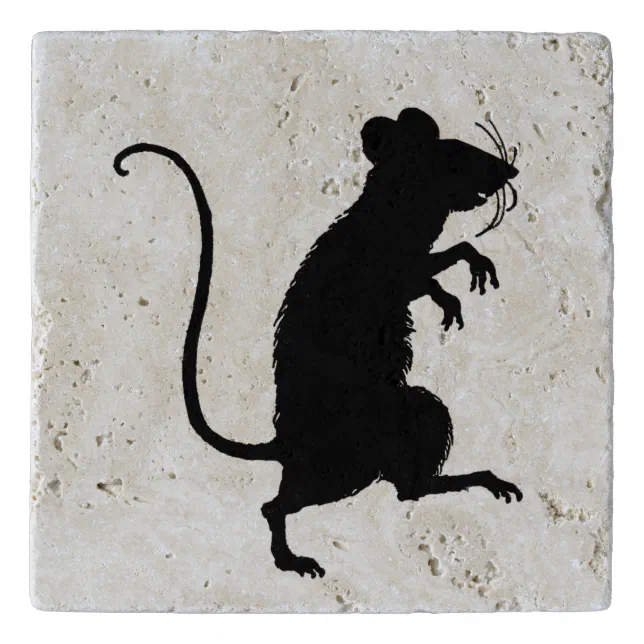 Creepy Critter Shadow Eerie Mouse Rat Silhouette Trivet | Zazzle