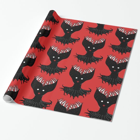 Creepy Demon Girl Dark Gothic Character With Teeth Wrapping Paper ...