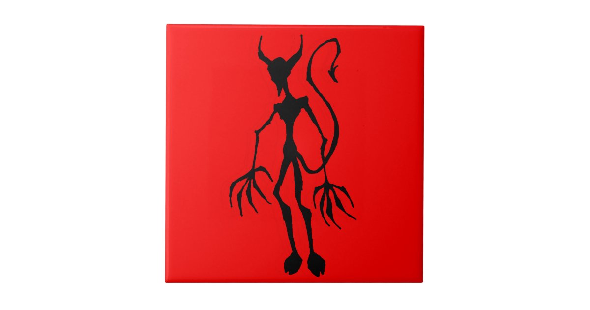 Creepy Devil Stick Figure Ceramic Tile | Zazzle