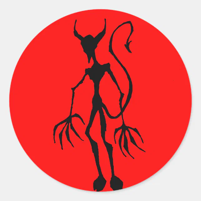 Creepy Devil Stick Figure Classic Round Sticker | Zazzle