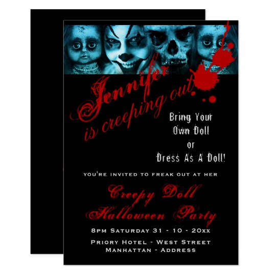 Creepy Doll Costume Party Halloween Evil Scary Invitation | Zazzle.com
