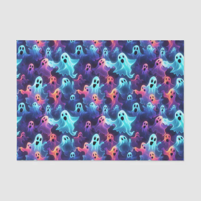 Creepy Ghost Blue Red Purple Halloween Decoupage Tissue Paper | Zazzle