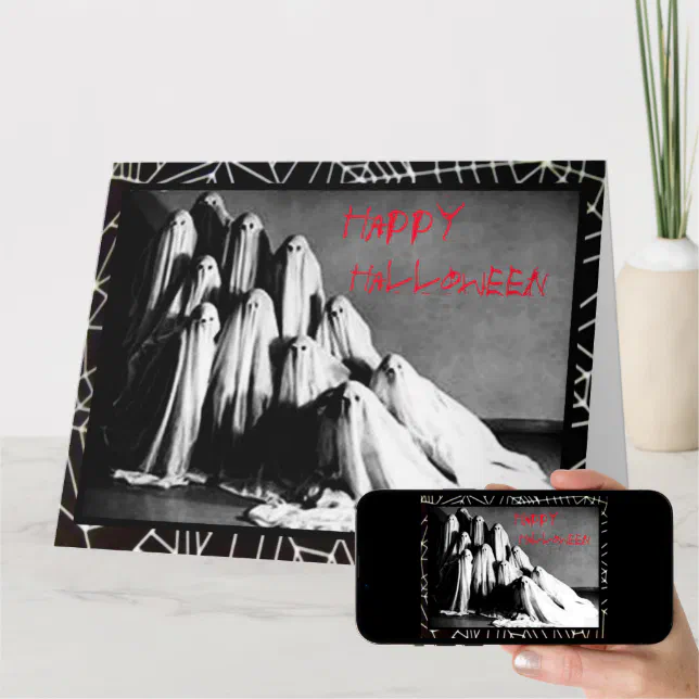 Creepy Ghosts Halloween Horror Card | Zazzle