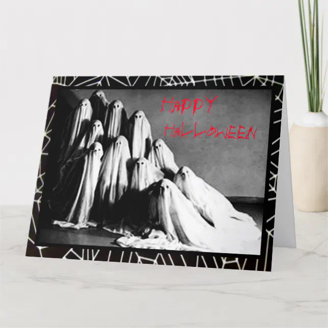 Creepy Ghosts Halloween Horror Card | Zazzle
