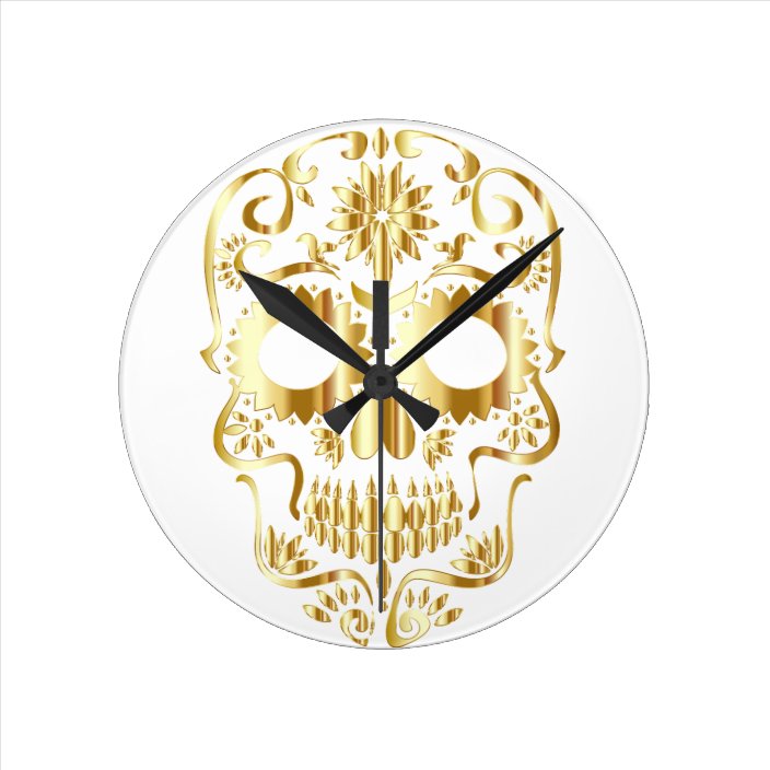 Creepy Gold Skeleton Face Wall Clock | Zazzle.com