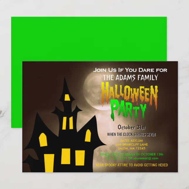 Creepy Graveyard Haunted House Halloween Party Invitation | Zazzle