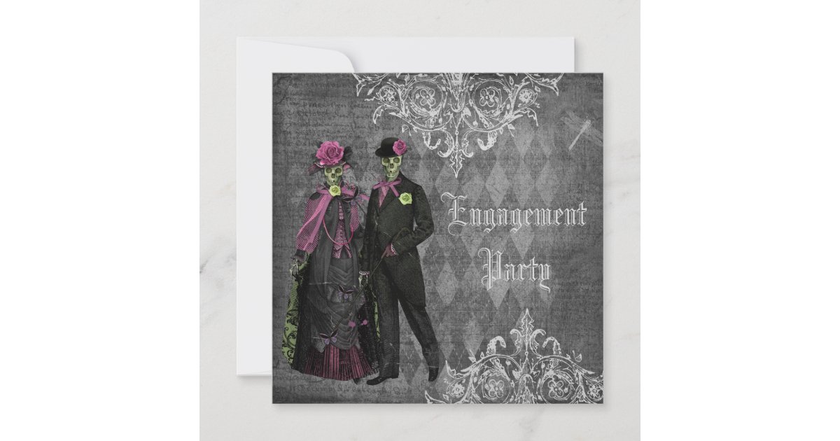 Creepy Halloween Bride & Groom Engagement Party Invitation | Zazzle