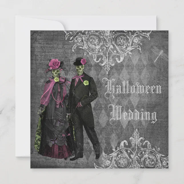 Creepy Halloween Bride & Groom Wedding Invitation | Zazzle