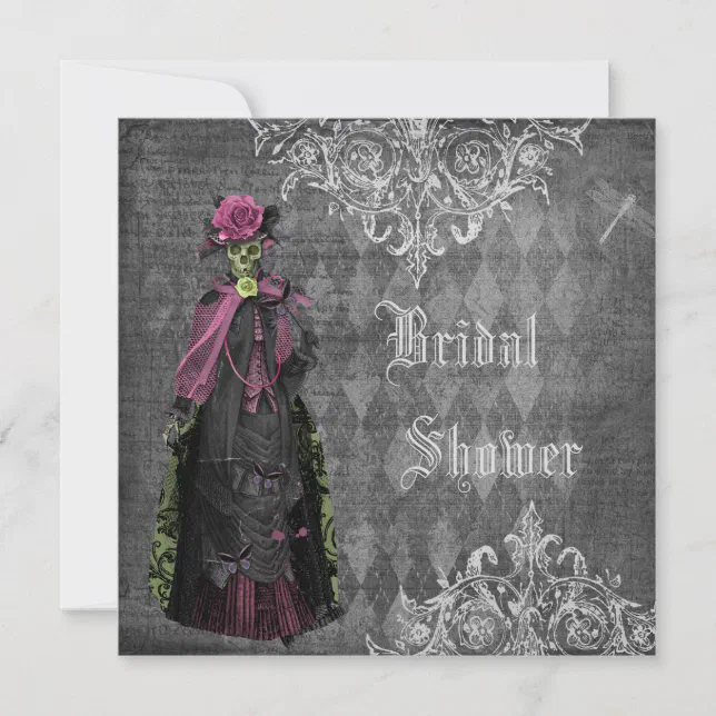 Creepy Halloween Bride Shabby Chic Bridal Shower Invitation | Zazzle