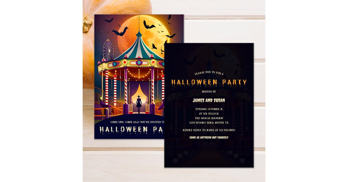 Creepy Halloween Carnival Circus Invitation | Zazzle