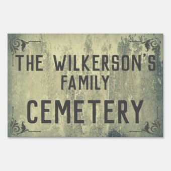 Creepy Halloween Family Cemetery on Concrete Sign | Zazzle