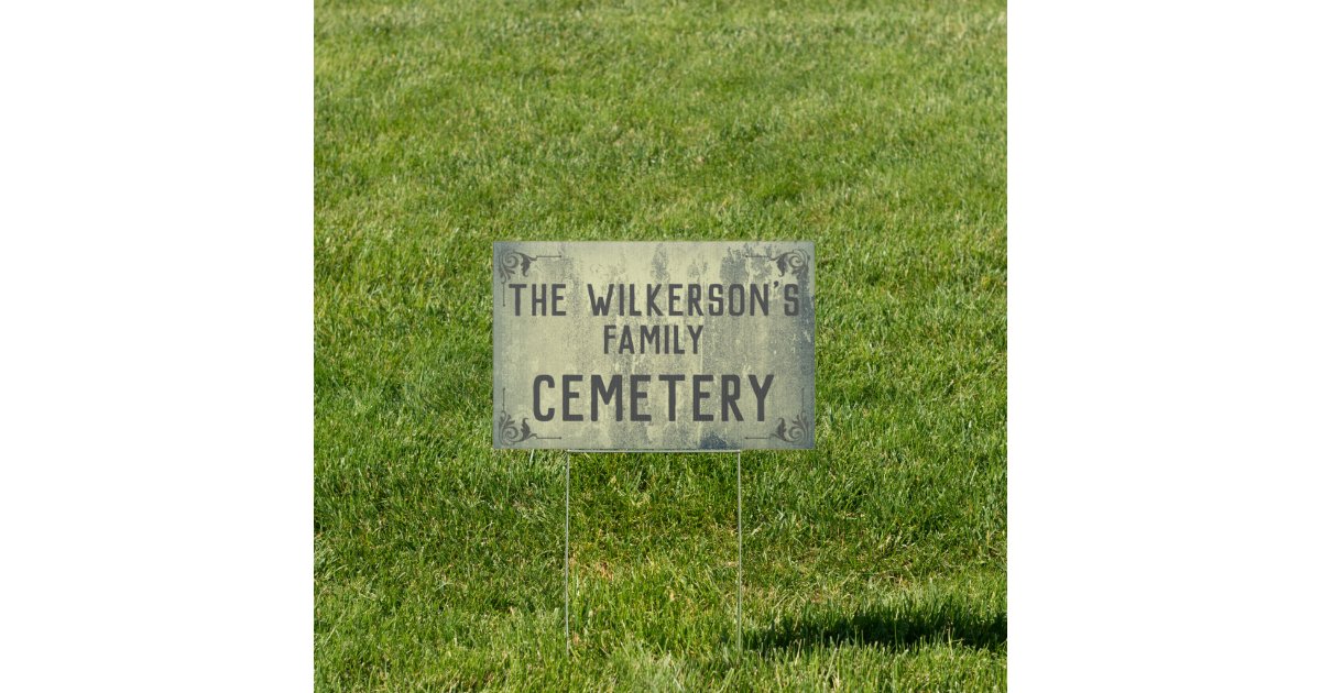 Creepy Halloween Family Cemetery on Concrete Sign | Zazzle