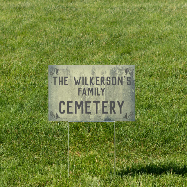 Creepy Halloween Family Cemetery on Concrete Sign | Zazzle
