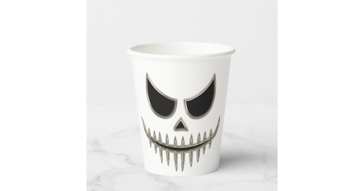 Creepy Halloween Skeleton Face Party Paper Cups | Zazzle