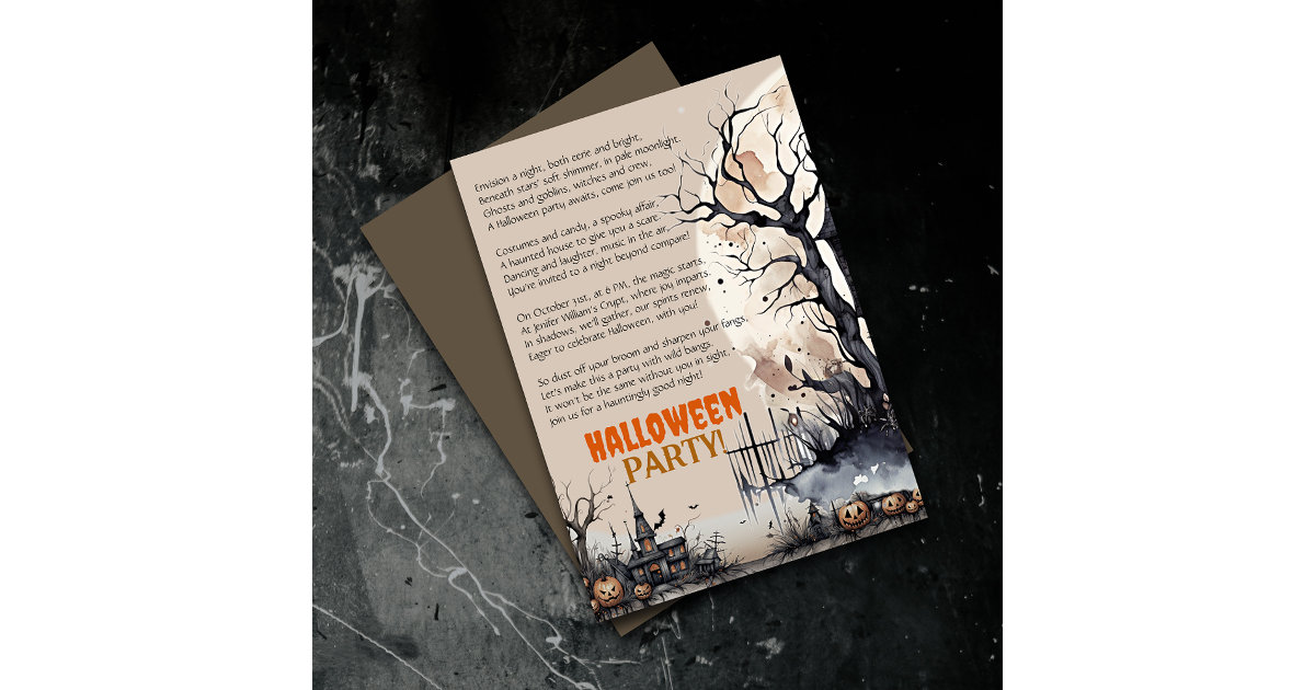 Creepy Halloween Spooky Party Poem Invitation | Zazzle