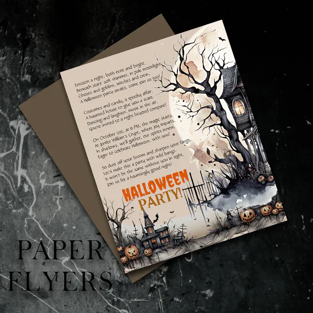 Creepy Halloween Spooky Party Poem Invitation Flyer | Zazzle
