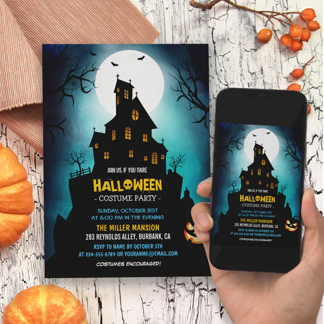 Creepy Haunted House Scary Halloween Party Invitation | Zazzle