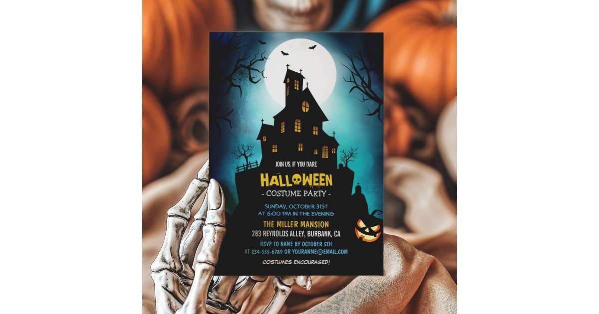 Creepy Haunted House Scary Halloween Party Invitation | Zazzle