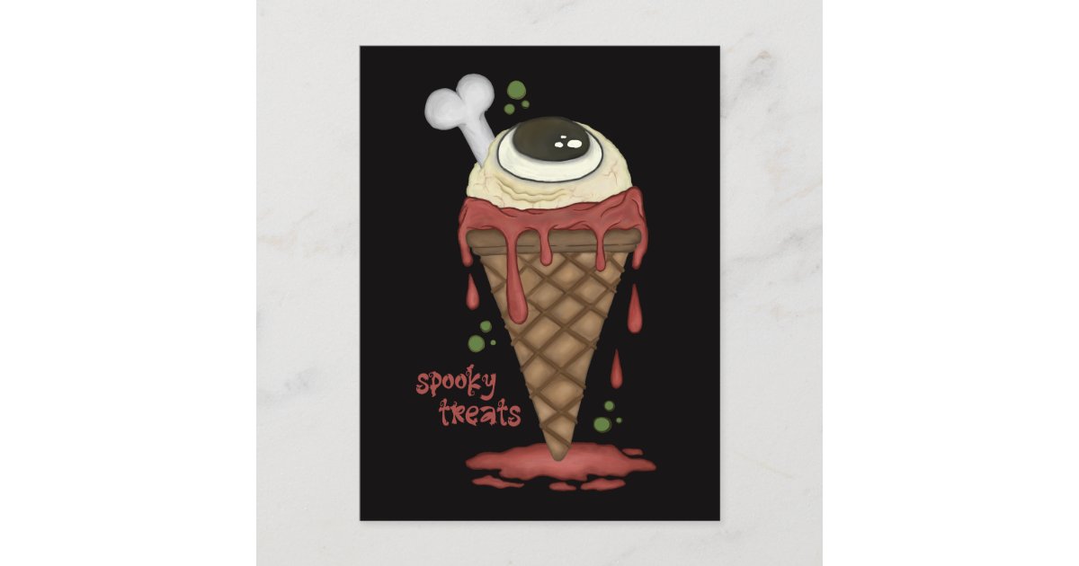 Creepy Ice Cream Halloween Holiday Postcard | Zazzle