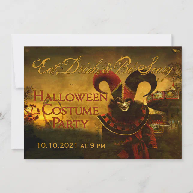 Creepy Jester Carnival Halloween Invitation | Zazzle