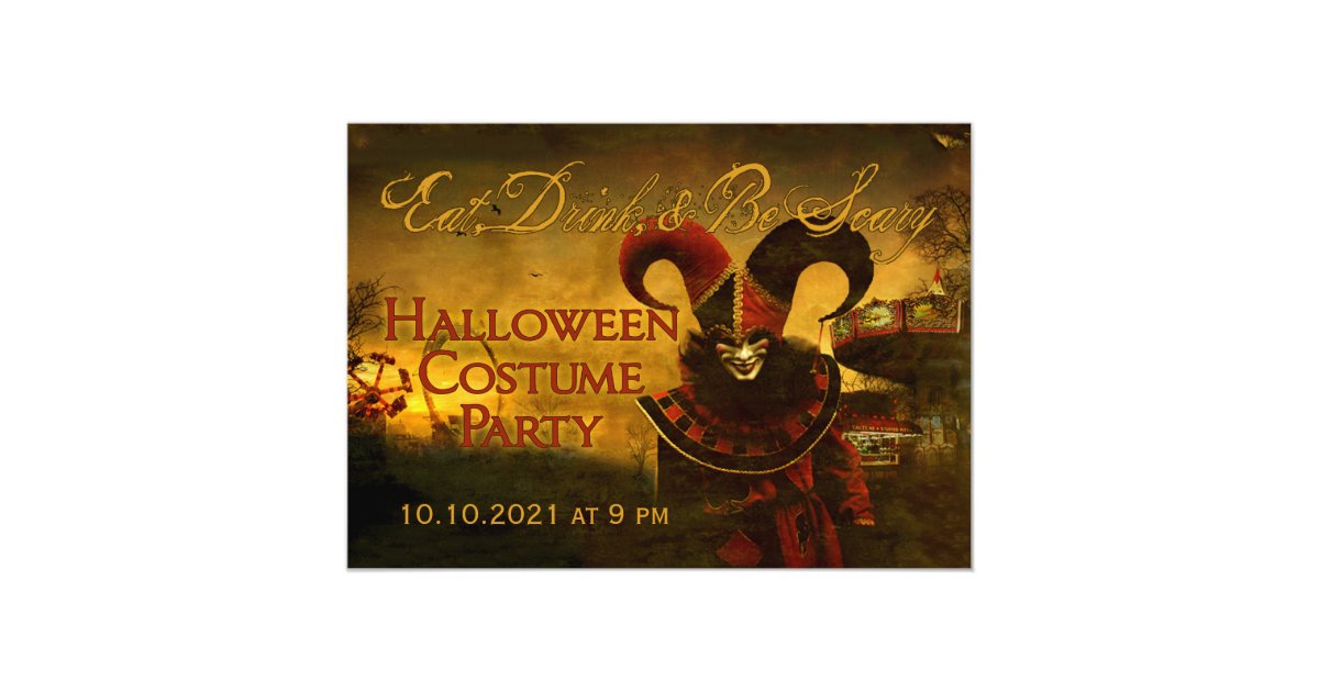 Creepy Jester Carnival Halloween Invitation