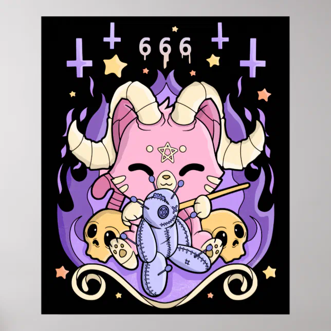 Creepy Kawaii Chibi Horror Cute Creepy Pastel Goth Poster | Zazzle