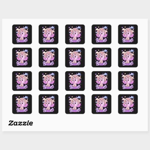 Creepy Kawaii Chibi Horror Cute Creepy Pastel Goth Square Sticker | Zazzle