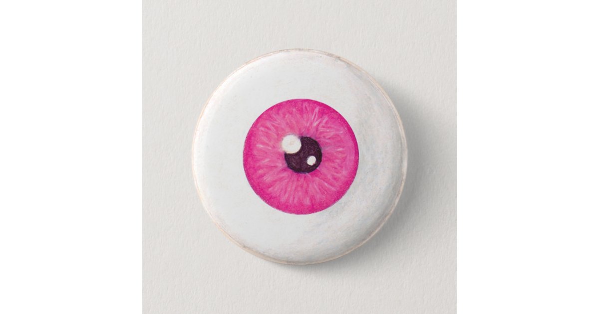 Creepy Pink Eyeball Button | Zazzle
