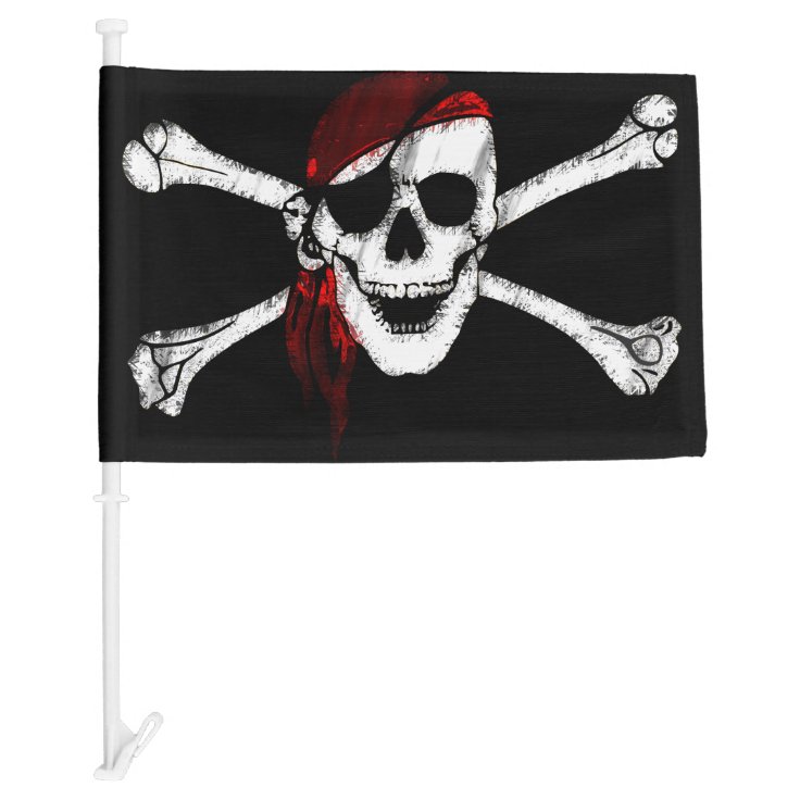Creepy Pirate Skull and Crossbones Car Flag | Zazzle