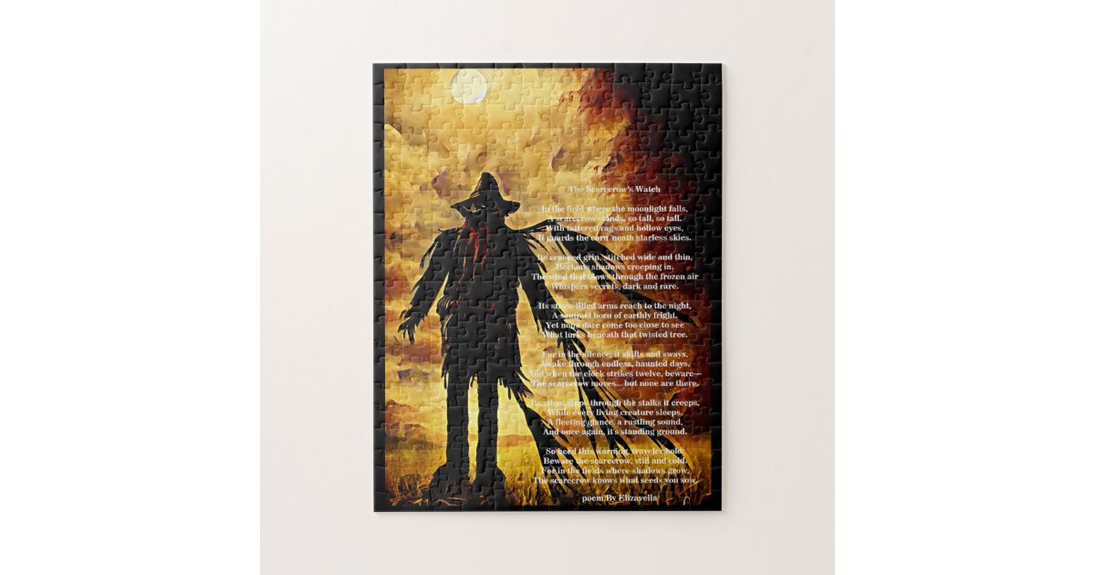 Creepy Scarecrow dark art and poem Jigsaw Puzzle | Zazzle