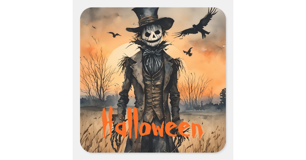 Creepy Scarecrow Square Sticker | Zazzle