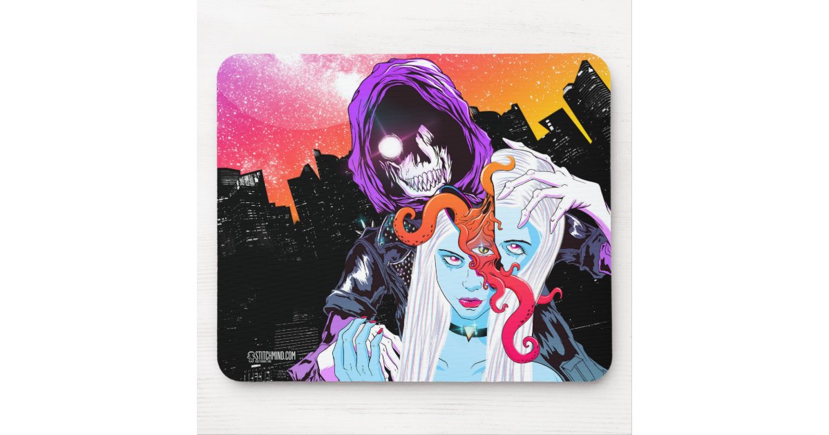 Creepy Scary Barber Skull Mouse Pad | Zazzle