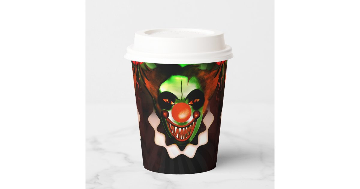 Creepy Scary Evil Clown Halloween Birthday Party Paper Cups | Zazzle