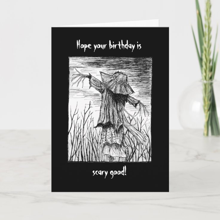 Creepy Scary Goth Horror Scarecrow Birthday Card | Zazzle