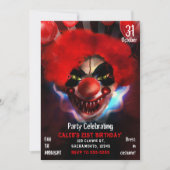 Creepy Scary Killer Clown Halloween Birthday Party Invitation | Zazzle