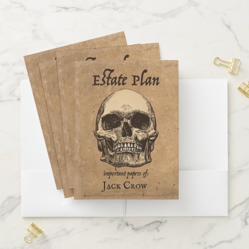 Creepy Skull and Bones Estate Planning Pocket Folder | Zazzle
