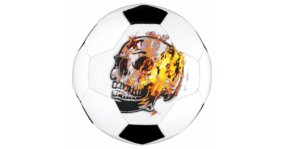 Creepy Skull & Flames Soccer Ball | Zazzle