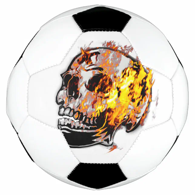 Creepy Skull & Flames Soccer Ball | Zazzle