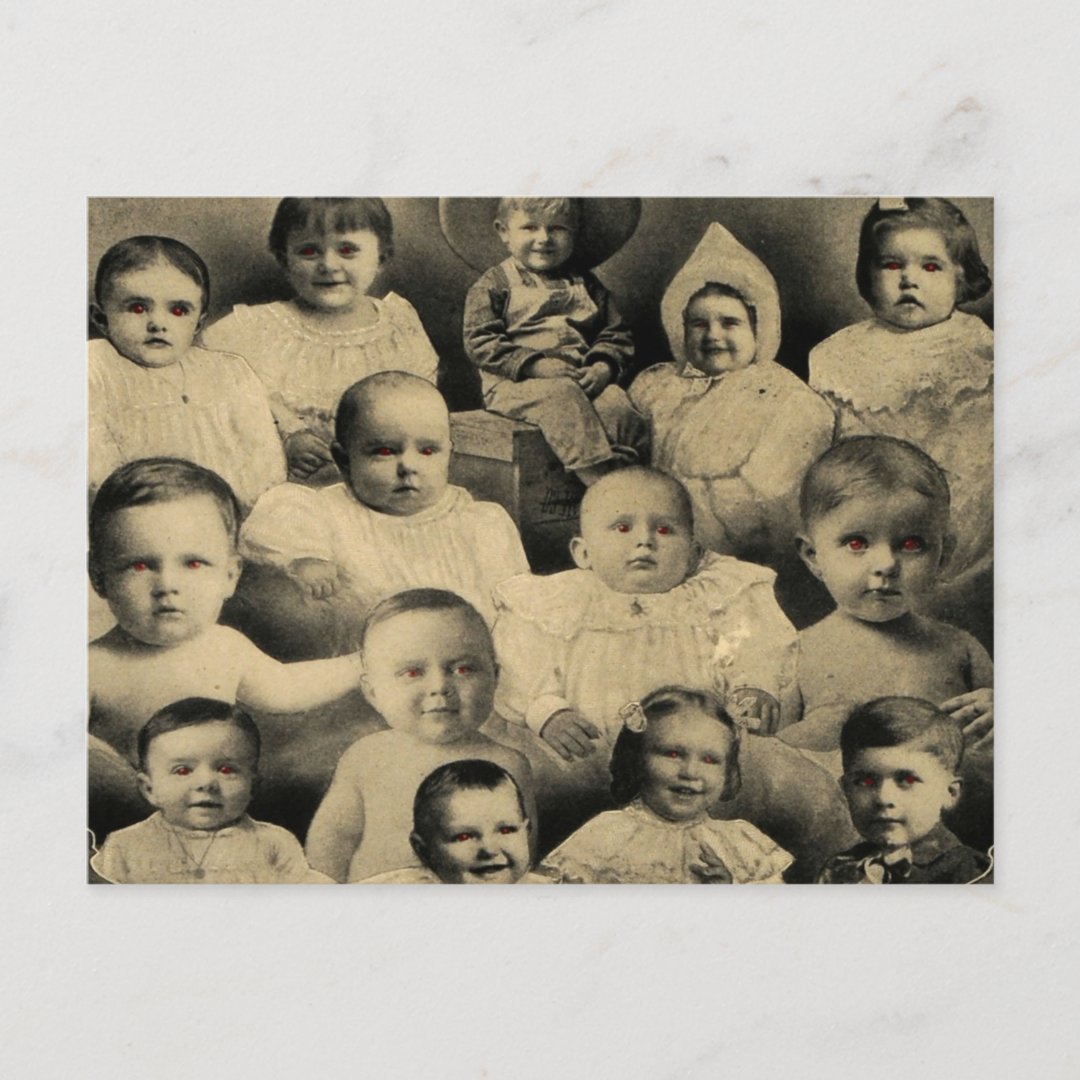 Creepy Victorian Evil Children Portrait Vintage Postcard | Zazzle