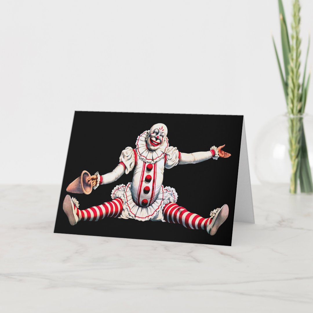 Creepy Vintage Clown Birthday Card | Zazzle