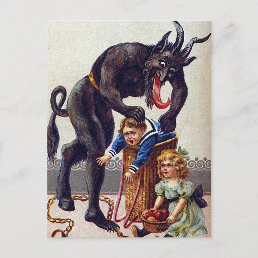 Creepy Vintage Krampus Holiday Postcard | Zazzle