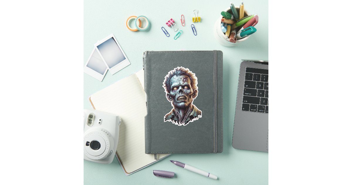 Creepy Zombie Head Horror Sticker | Zazzle