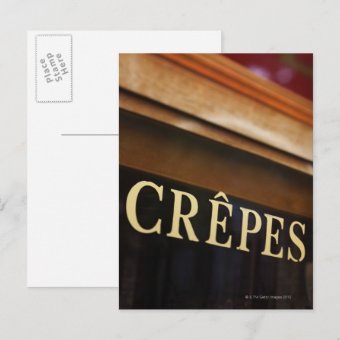 Crepes sign, Paris Postcard | Zazzle